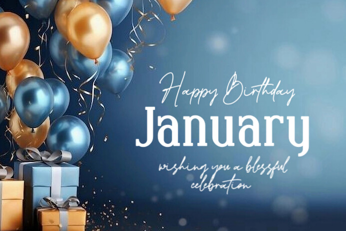 Copy of Blue Maximalist Happy Birthday January Banner 4' × 6 ...