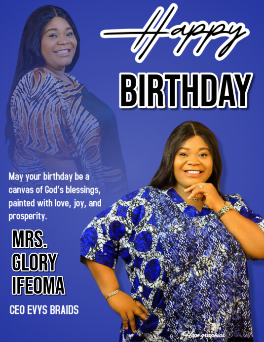 Blue Maximalist Happy Birthday Mum, Sister Wife Flyer (us Letter ...