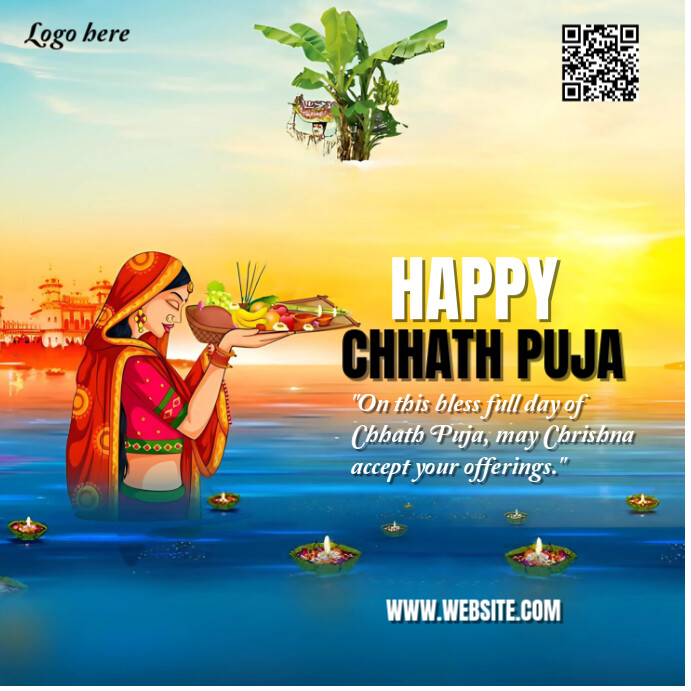 Blue Maximalist Happy Chhath Puja Instagram Post Template | PosterMyWall