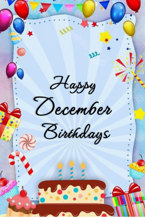 Copy of Blue Maximalist Happy December Birthdays Banner 4' × 6 ...