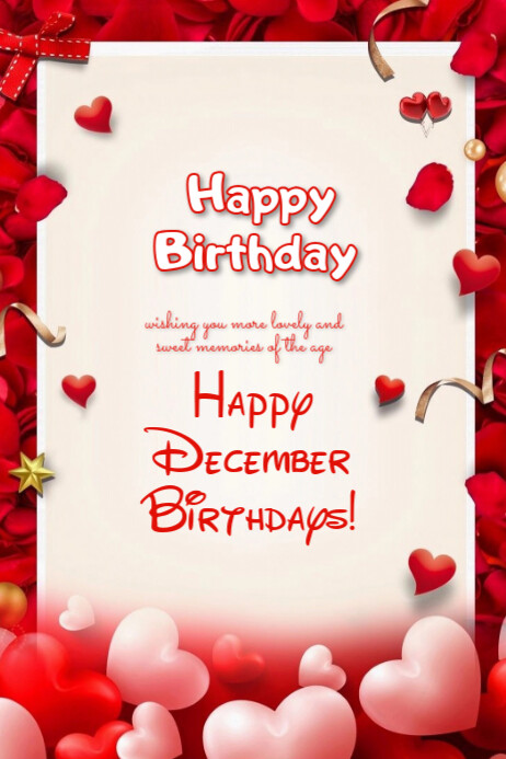 Blue Maximalist Happy December Birthdays Banner 4' × 6' Template ...