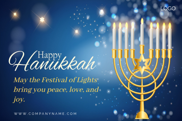 Blue Maximalist Happy Hanukkah Poster Template | PosterMyWall
