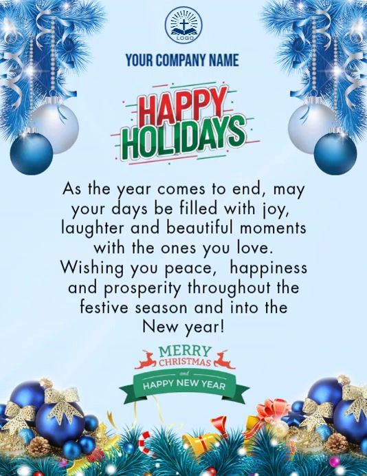 Blue Maximalist Happy Holiday Message Ads Flyer (us Letter) Template ...
