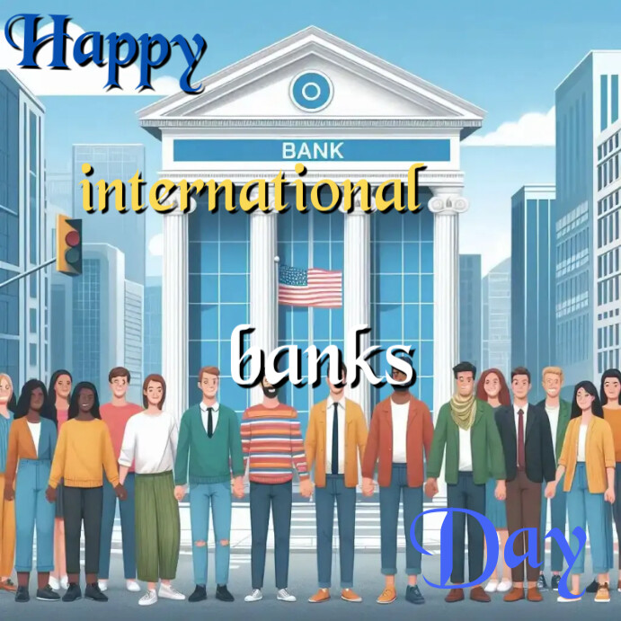 Blue Maximalist Happy International Banks Day Instagram Post Template ...