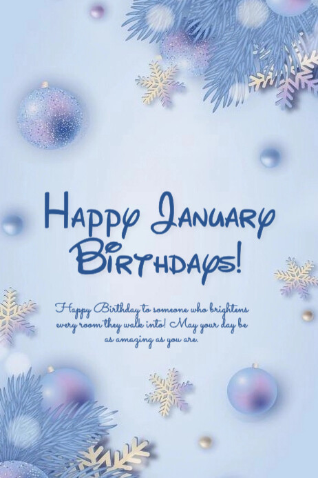 Plantilla de Blue Maximalist Happy January Birthdays Banner 4' × 6 ...