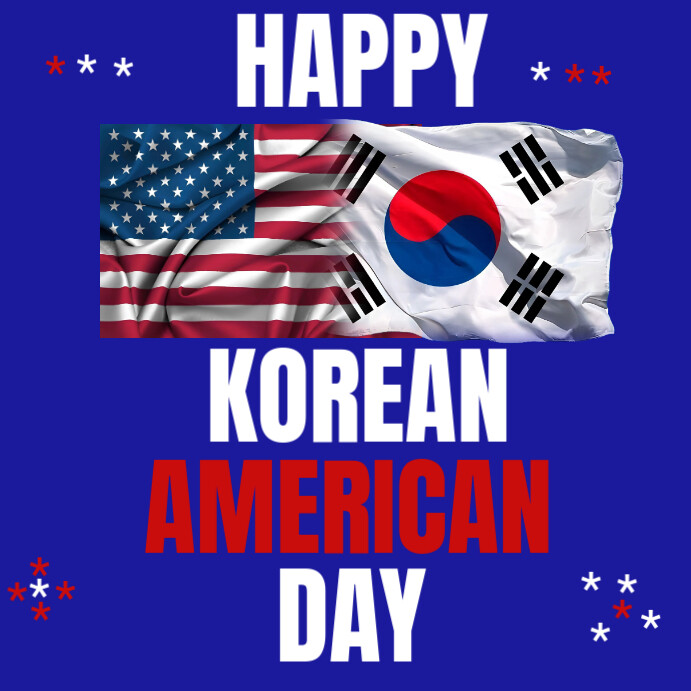 Blue Maximalist Happy Korean American Day Instagram Post Template ...