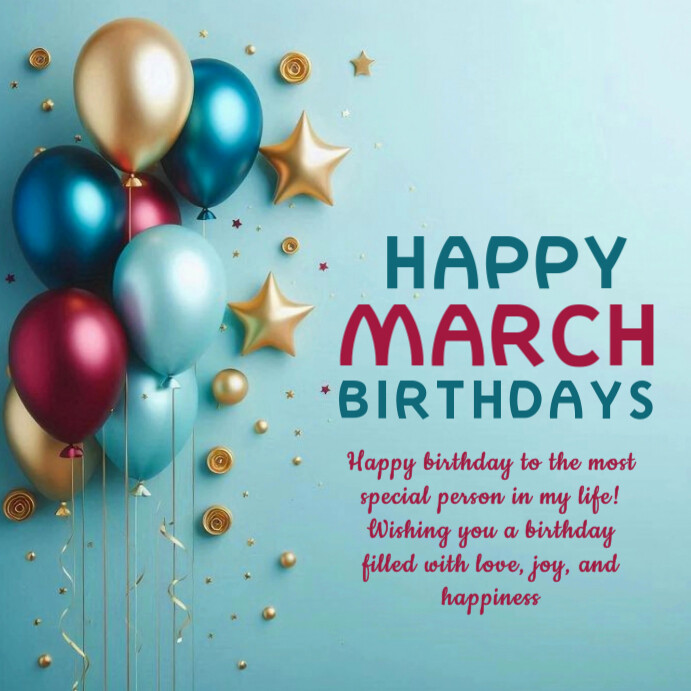 Copy of Blue Maximalist Happy March Birthdays Instagram Post | PosterMyWall