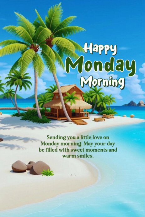 Blue Maximalist Happy Monday Morning Banner 4' × 6' Template | PosterMyWall