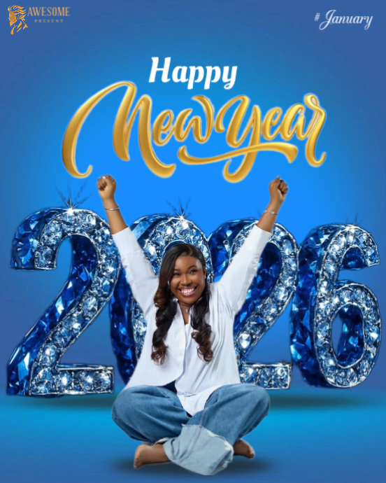 Blue Maximalist Happy New Year Instagram Portrait Template | PosterMyWall