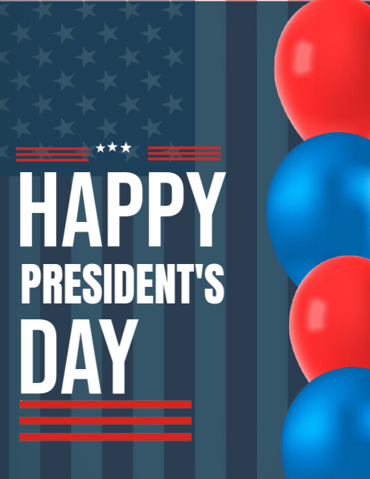 Blue Maximalist Happy President Day Flyer (us Letter) Template ...