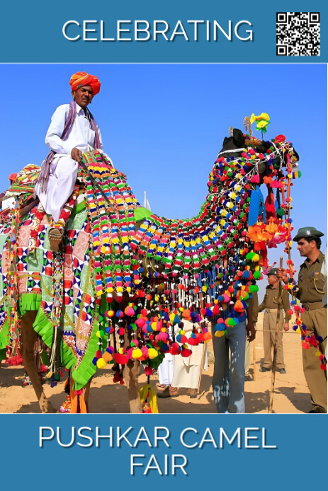 Copy of Blue Maximalist Happy Pushkar Camel Fair Pinterest Graphic | PosterMyWall