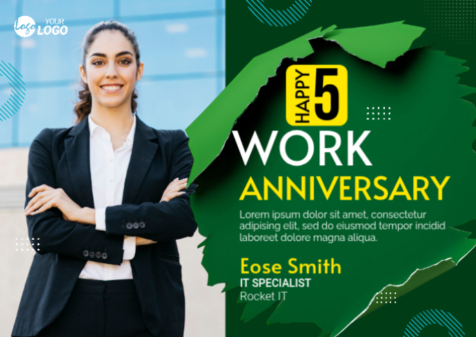 Blue Maximalist Happy Work Anniversary Template Postcard | PosterMyWall