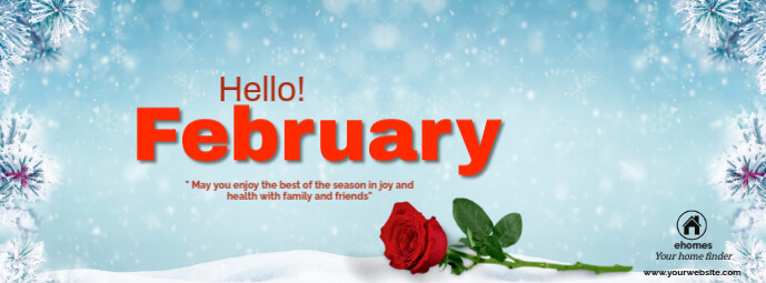 Copy of Blue Maximalist Hello! February Facebook Cover Photo | PosterMyWall