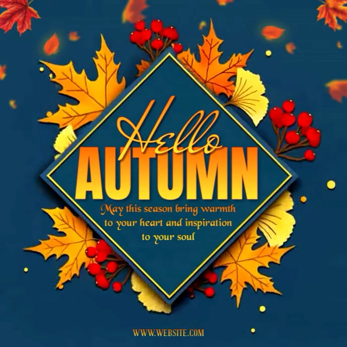 Blue Maximalist Hello Autumn Instagram Post Template | PosterMyWall