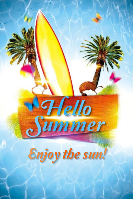 Blue Maximalist Hello Summer Poster Template | PosterMyWall