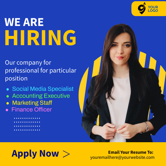 Blue Maximalist Hiring Recruitment Instagram Template | PosterMyWall