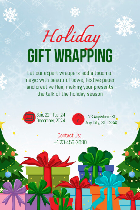 Blue Maximalist Holiday Gift Wrap Poster Template | PosterMyWall