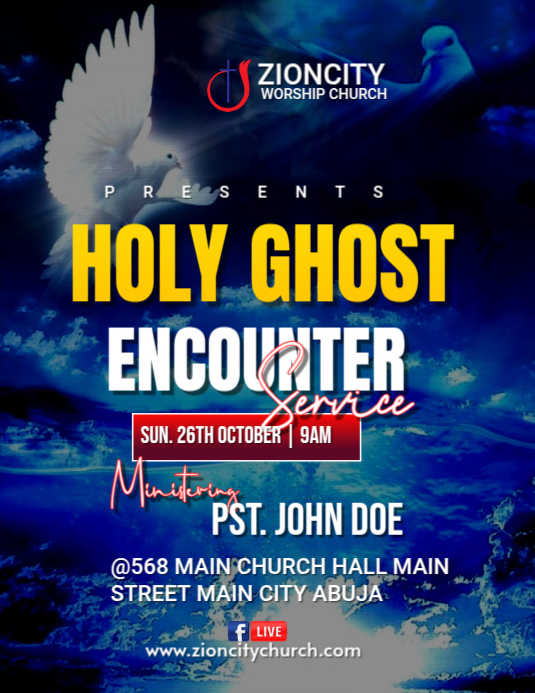 Blue Maximalist Holy Ghost Encounter Service Flyer (us Letter) Template ...