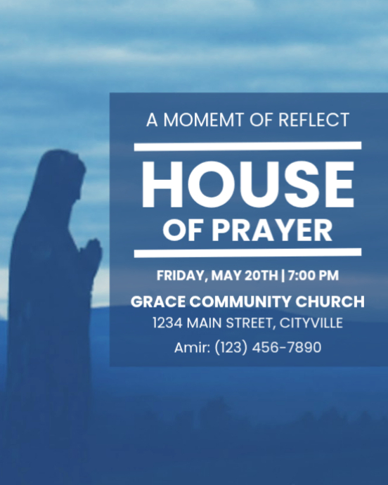 Blue Maximalist House Of Prayer Instagram Portrait Template | PosterMyWall