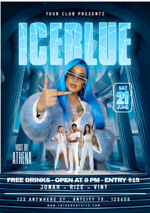 Copy of Blue Maximalist Iceblue Night Party A4 | PosterMyWall