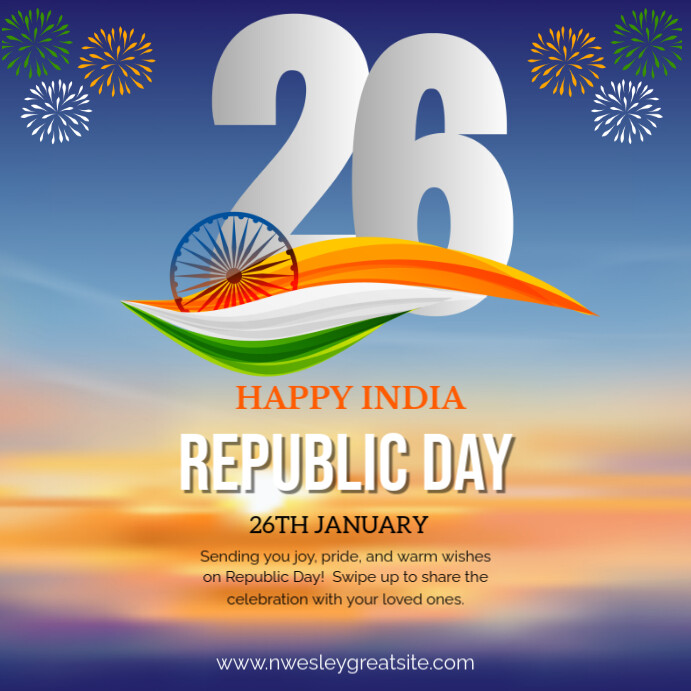 Blue Maximalist India Republic Day Square (1:1) Template | PosterMyWall