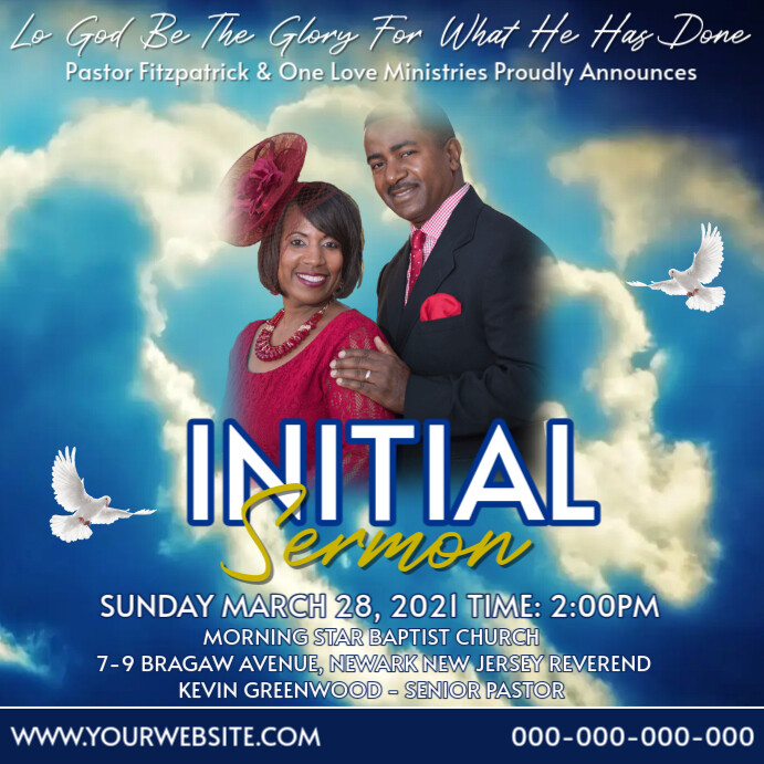 Blue Maximalist Initial Church Sermon Flyer Instagram Post Template ...