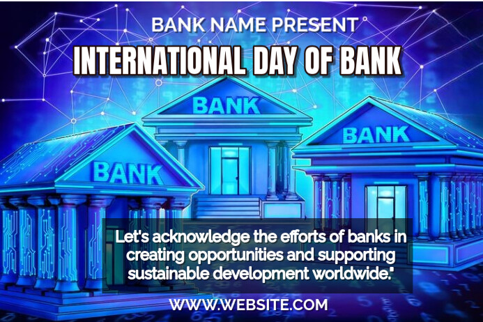 Blue Maximalist International Day Of Bank Poster Modelo | PosterMyWall