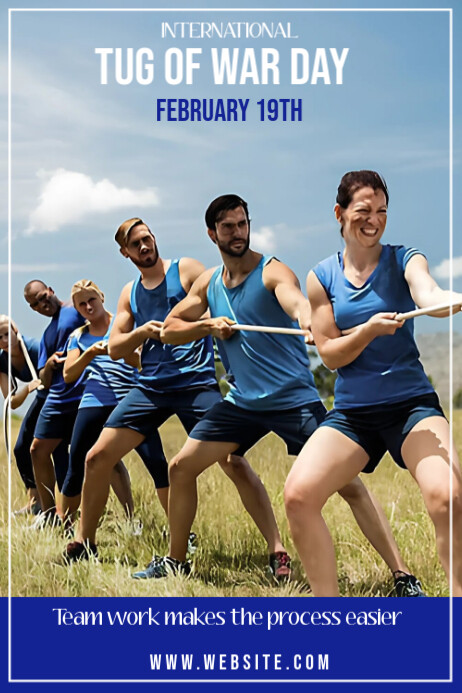 Blue Maximalist International Tug Of War Day Poster Template | PosterMyWall