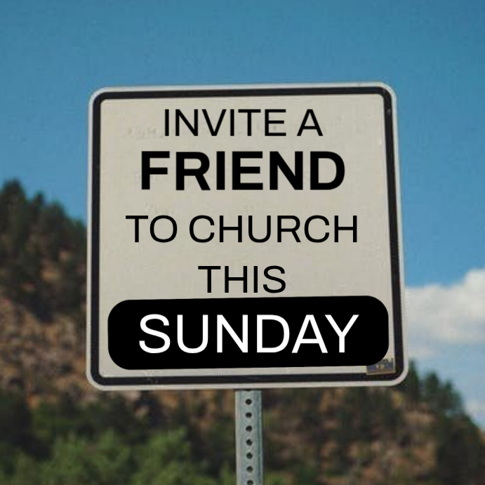 Blue Maximalist Invite A Friend To Church Instagram Post Template ...
