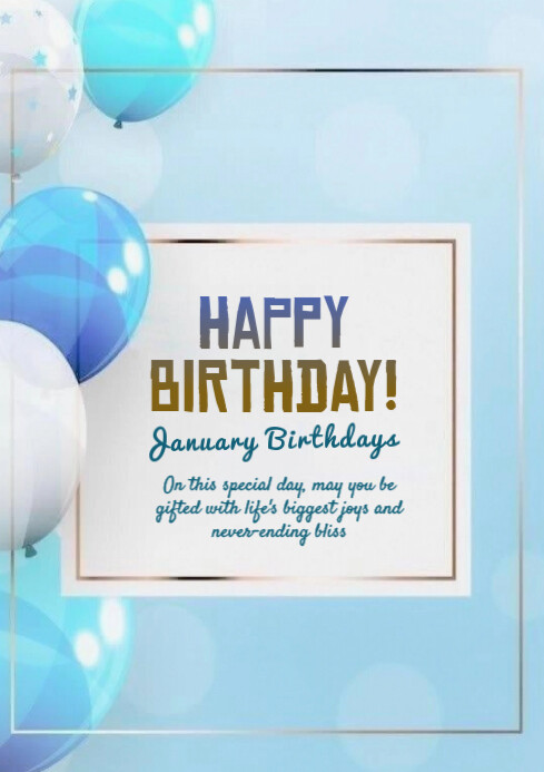 Copy of Blue Maximalist January Birthdays A4 | PosterMyWall