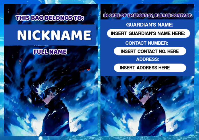 Copy of Blue Maximalist Jujutsu Kaisen Goju Theme Bagtag A4 | PosterMyWall