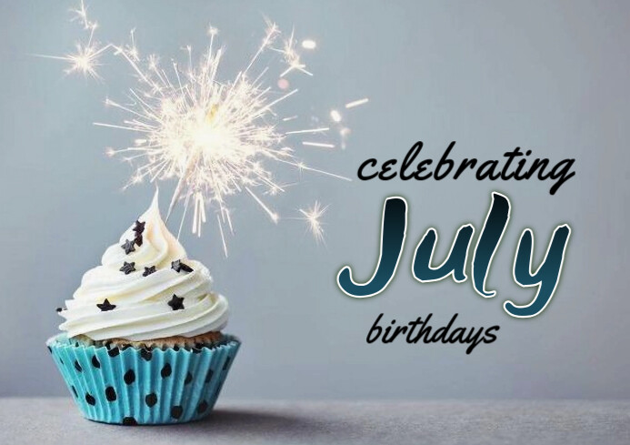 Blue Maximalist July Birthdays Celebrating A4 Template | PosterMyWall