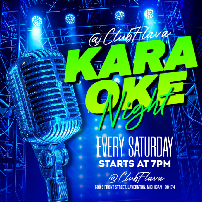 Blue Maximalist Karaoke Instagram Post Template | PosterMyWall