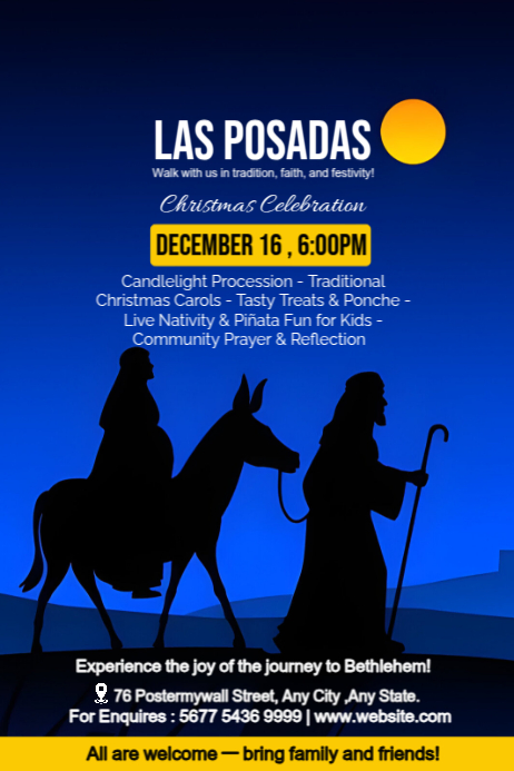 Blue Maximalist Las Posadas Poster Template | PosterMyWall