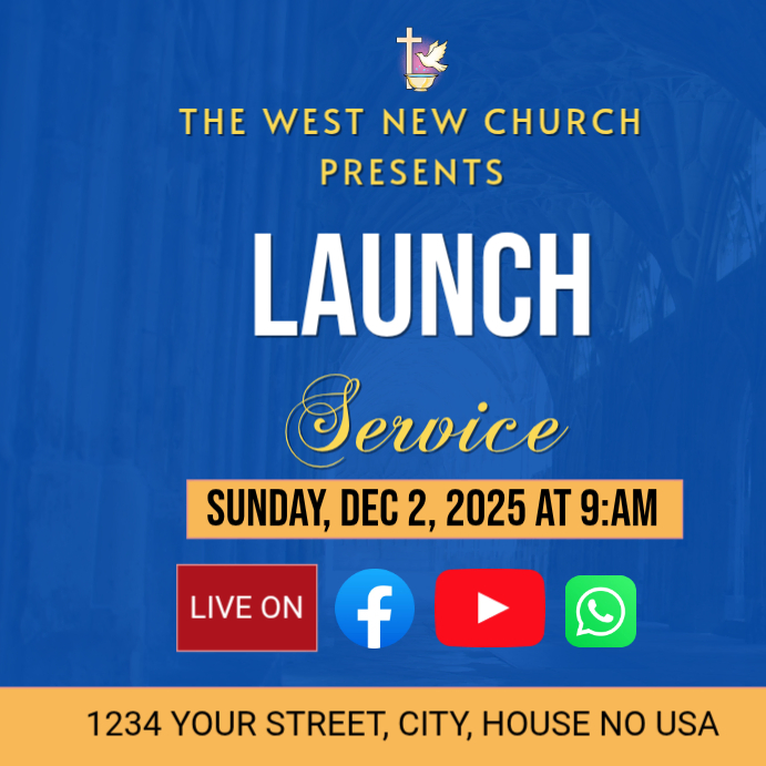 Blue Maximalist Launch Service Church Template Instagram Post ...