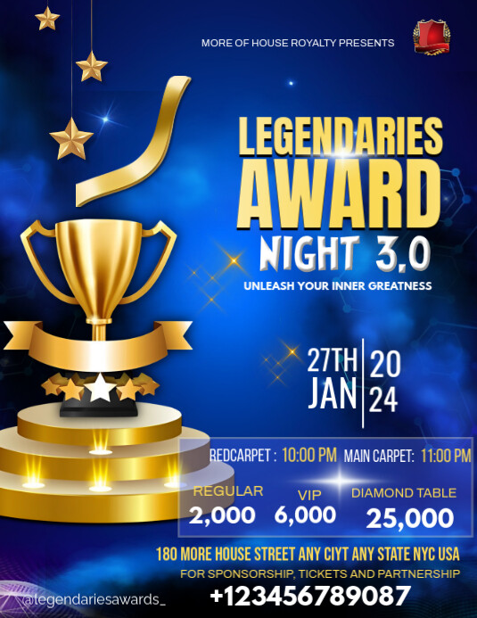 Copy of Blue Maximalist Legendary Award Winning Night Template Flyer ...
