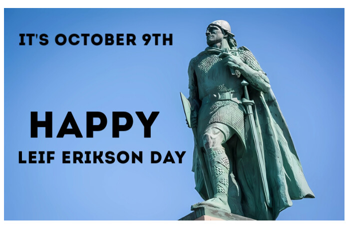 Blue Maximalist Leif Erikson Day Poster Template | PosterMyWall