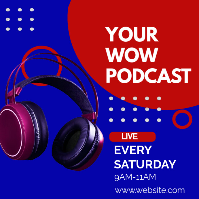 Blue Maximalist Live Podcast Instagram Post Template | PosterMyWall