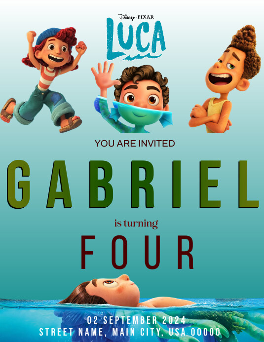 Copy of Blue Maximalist Luca Birthday Flyer (us Lett | PosterMyWall