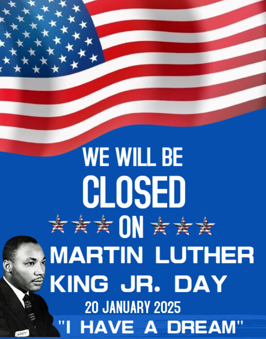 Blue Maximalist Martin Luther King Jr Day Closure Poster/wallboard ...