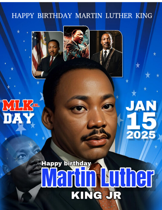 Blue Maximalist Martin Luther King Jr Day Flyer (us Letter) Template ...