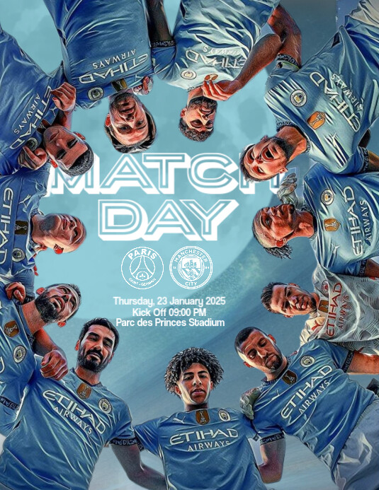 Blue Maximalist Match Day Soccer Flyer (us Letter) Template | PosterMyWall