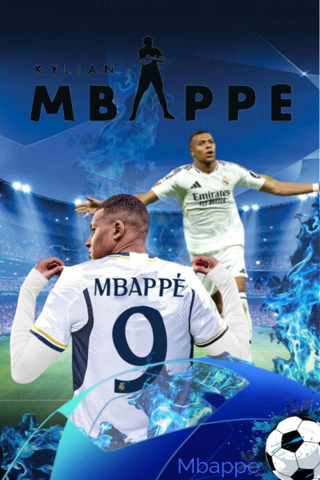 Blue Maximalist Mbapp Poster Template | PosterMyWall