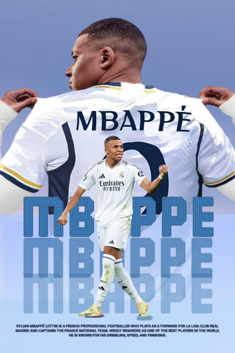 Copy of Blue Maximalist Mbappe Kylian Real Flyer Poster | PosterMyWall