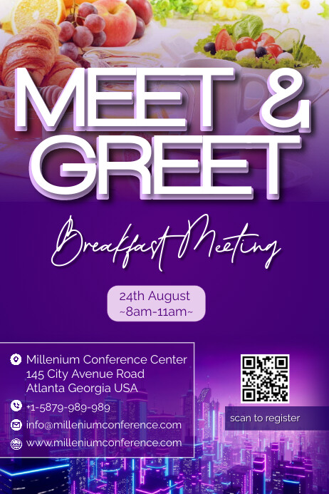 Blue Maximalist Meet And Greet Breakfast Even Template | PosterMyWall