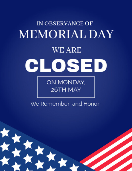 Blue Maximalist Memorial Day Closure Announcement 2025 Flyer (us Letter ...