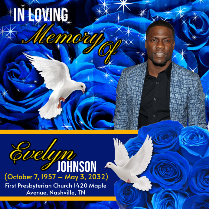 Blue Maximalist Memorial Funeral Announcement Flyer, Funeral Instagram ...