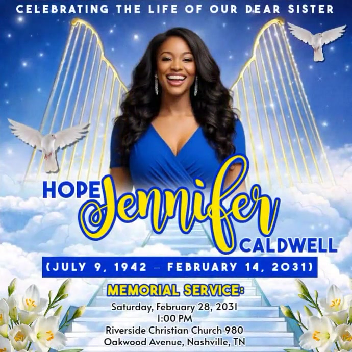 Plantilla de Blue Maximalist Memorial Funeral Announcement Flyer ...