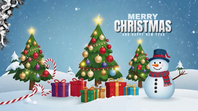 Blue Maximalist Merry Christmas Card Digital Display (16:9) Template ...