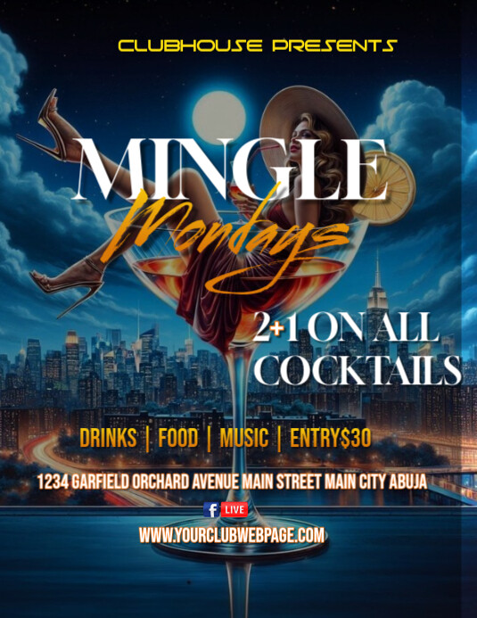 Copy of Blue Maximalist Mingle Mondays Flyer (us Letter) | PosterMyWall